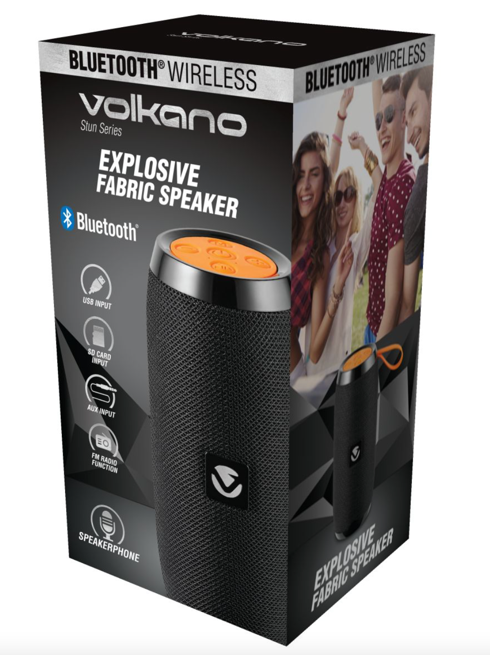 Volkano Bluetooth Speaker Stun Series – Black (New, open-box item) | SoLow